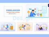 Freelancer Working From Home Flat Character Animation Images